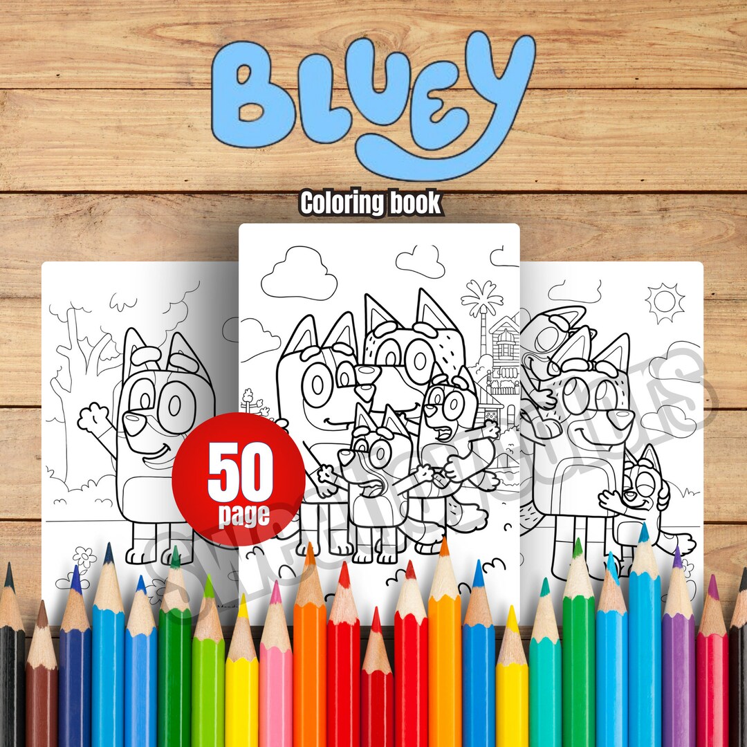 Bluey Cartoon 50 Coloring Page,a4 Sıze Pdf Download, Kids Coloring ...