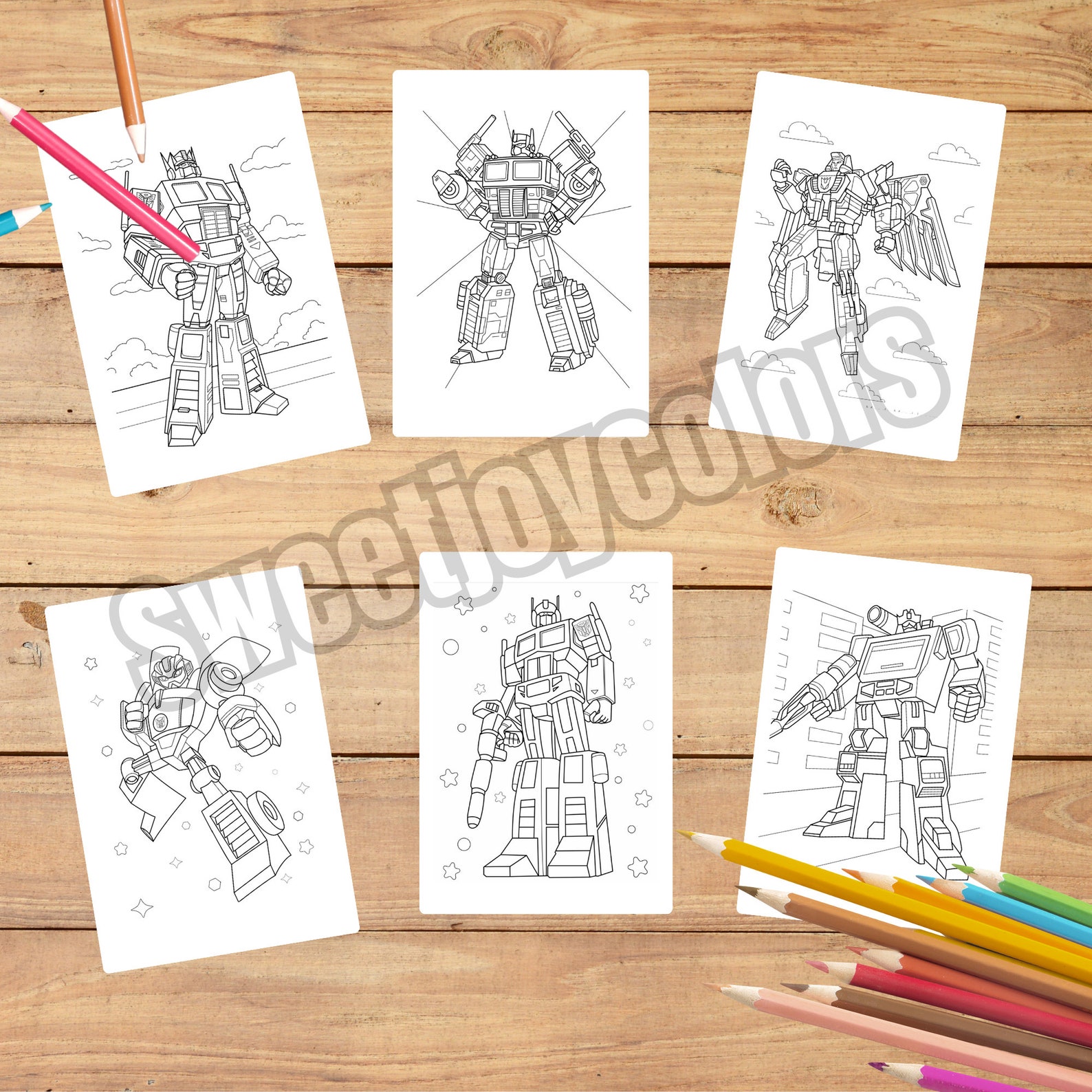 70 Transformers Coloring Page,a4 Sıze Pdf Download, Kids Coloring ...