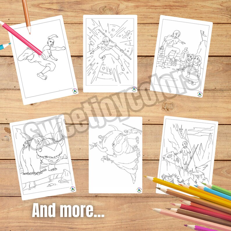 60 Avatar Ang Coloring Page ,A4 Sıze Pdf Download, Kids Coloring ...