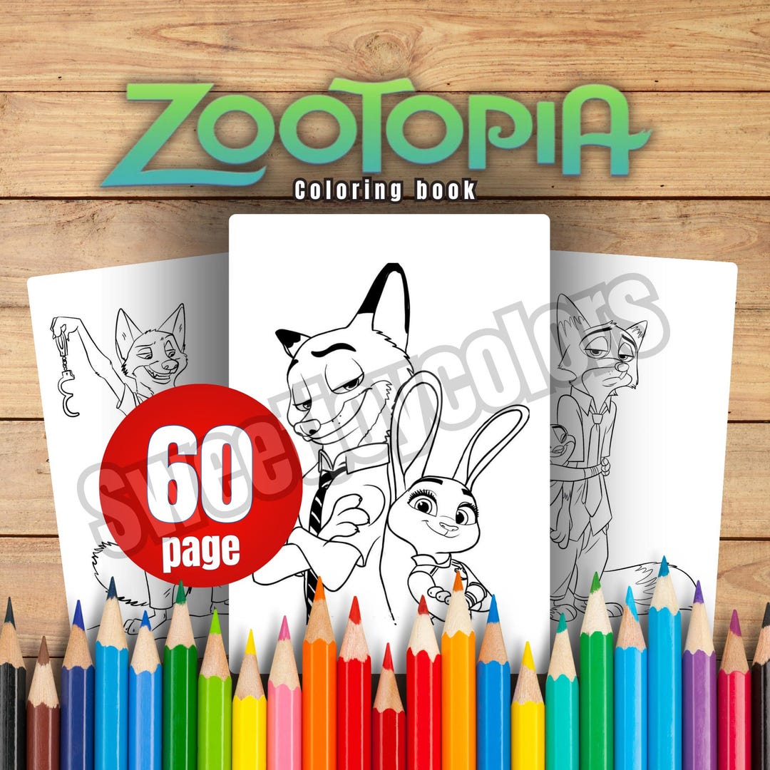 60 Zootopia Coloring Page,a4 Sıze Pdf Download, Kids Coloring Activity ...