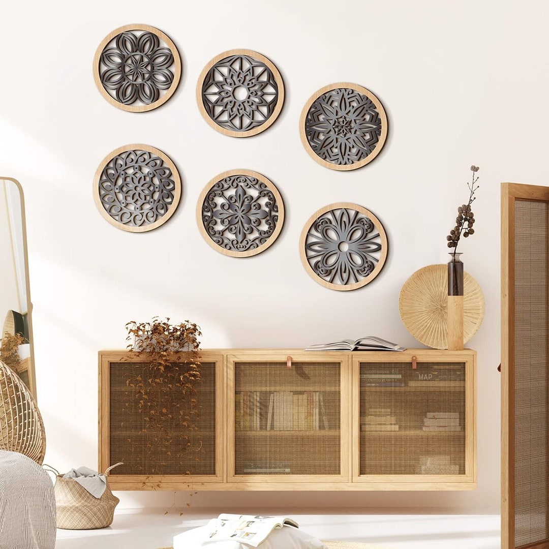 6 Pieces Rustic Wooden Round Wall Art Bedroom Wall Art - Etsy