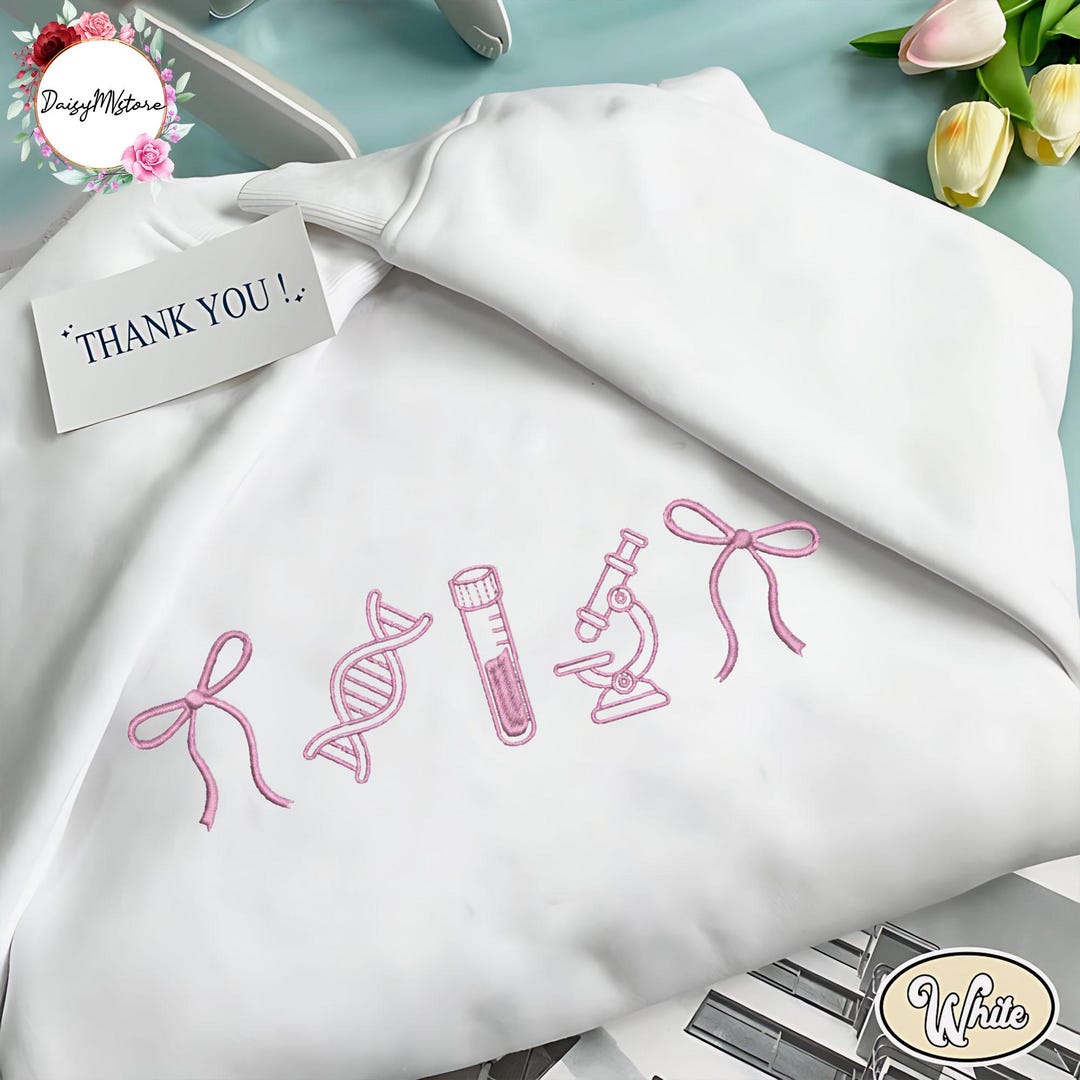 Embroidered Girly Coquette Lab Tech Icons Shirt, Appreciation Gift for ...