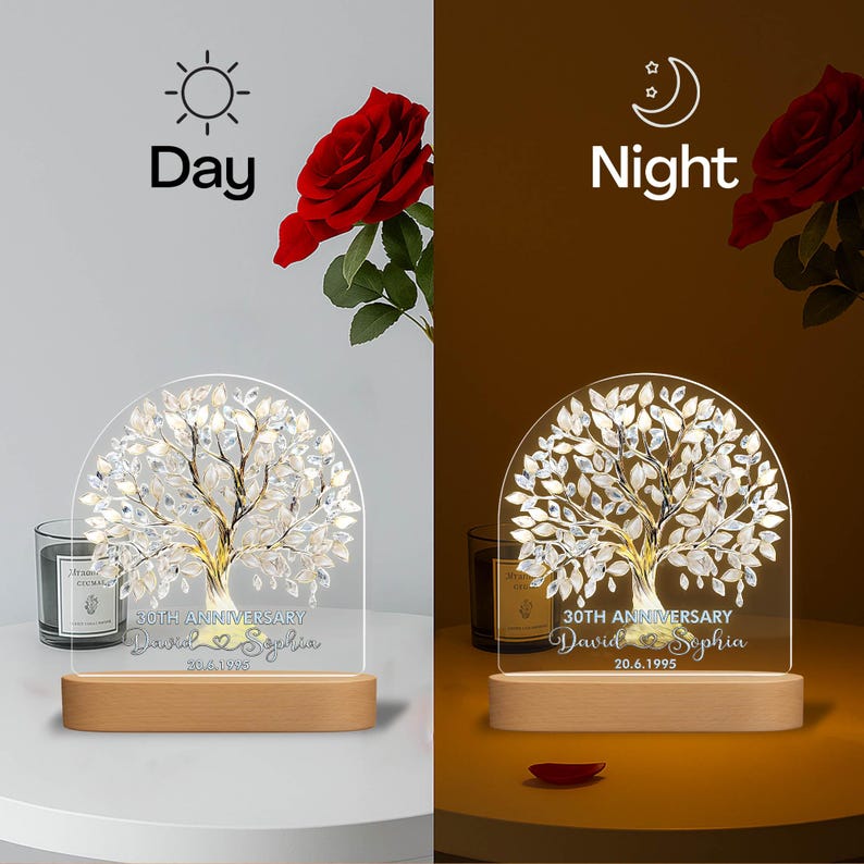Personalized Pearl 30th Anniversary LED Light: Tree of Love Keepsake ...