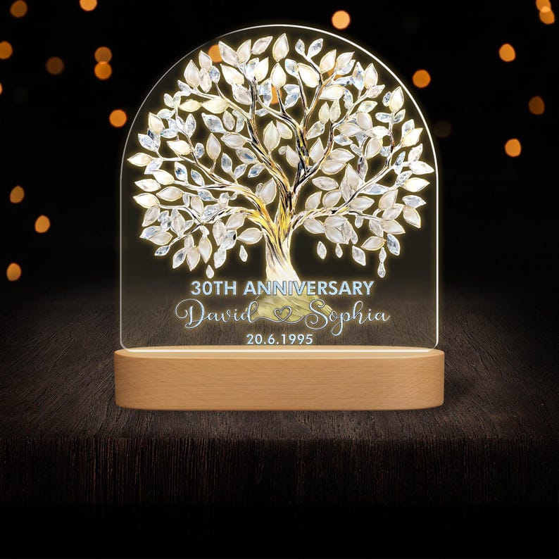 Personalized Pearl 30th Anniversary LED Light: Tree of Love Keepsake ...