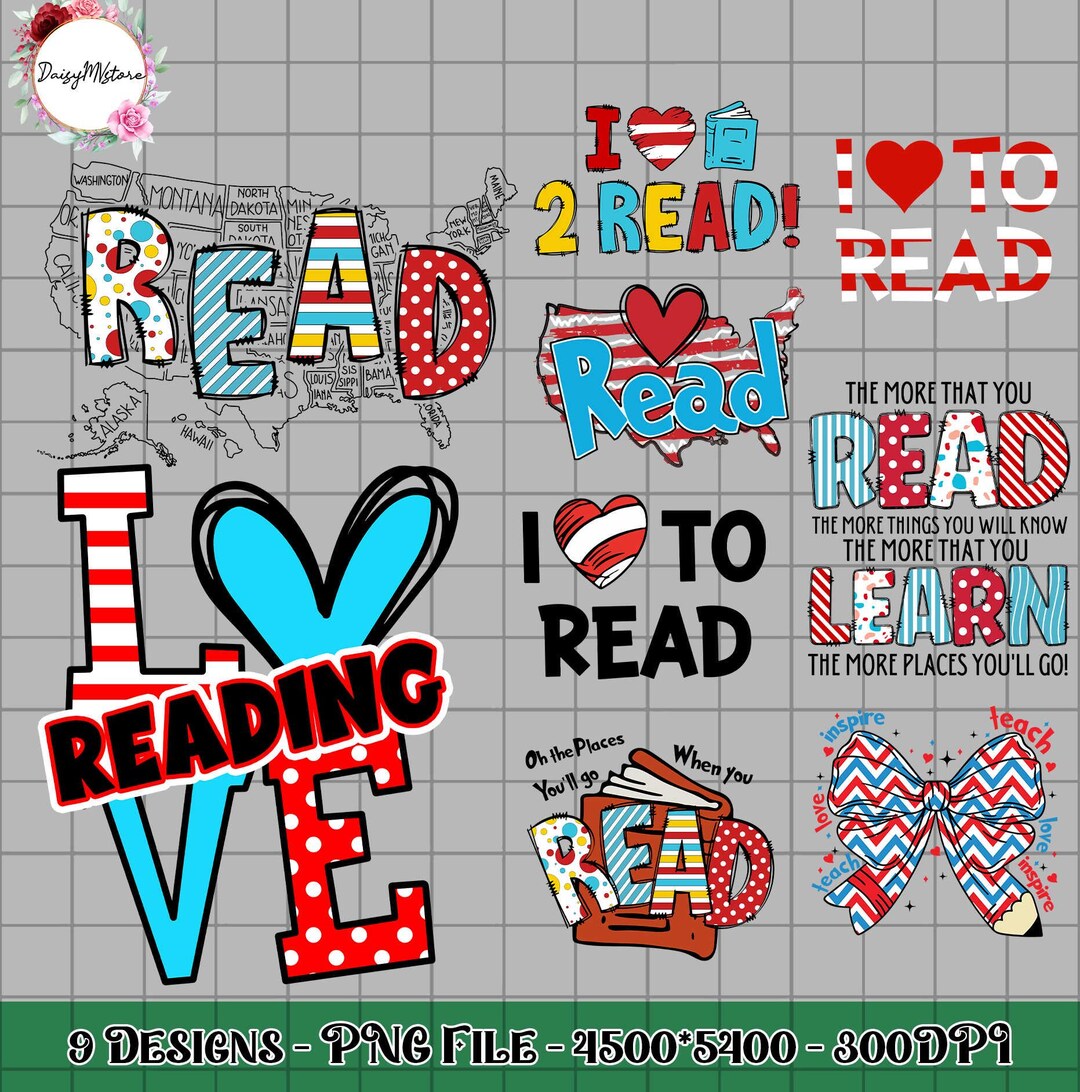 Read Across America Month Bundle PNG, Teacher Png, Library Book Lover ...