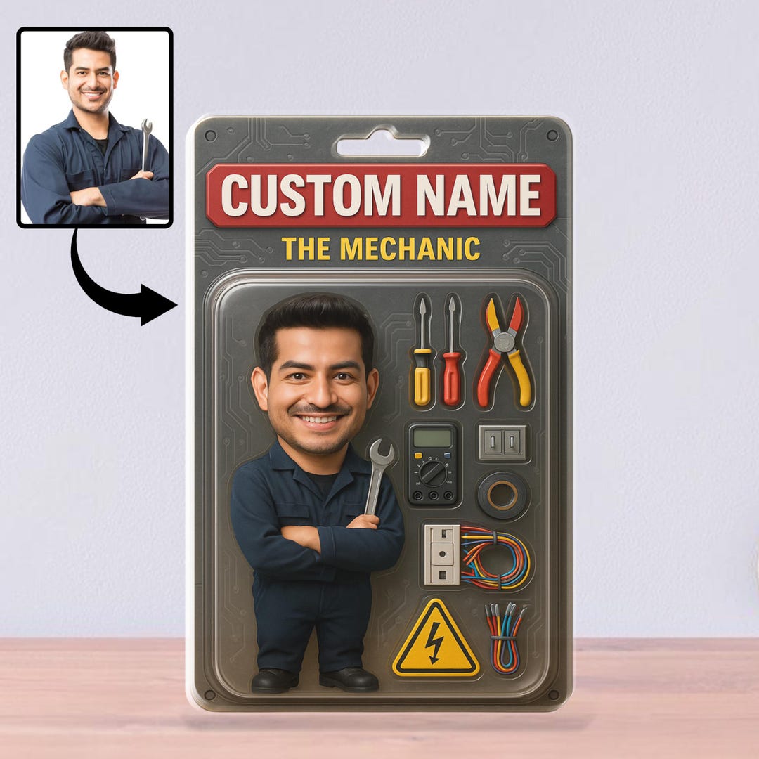Personalized Photo Dad the Mechanic Figure Rectangle Flat Acrylic Block ...