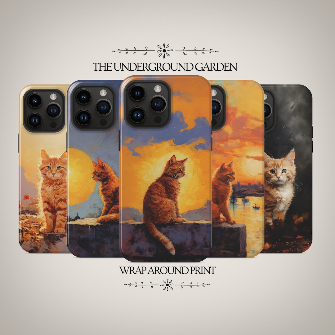 Orange Cat Artsy Phone Case for iPhone 15 Plus, Magsafe, 14 Pro Max, 13 ...