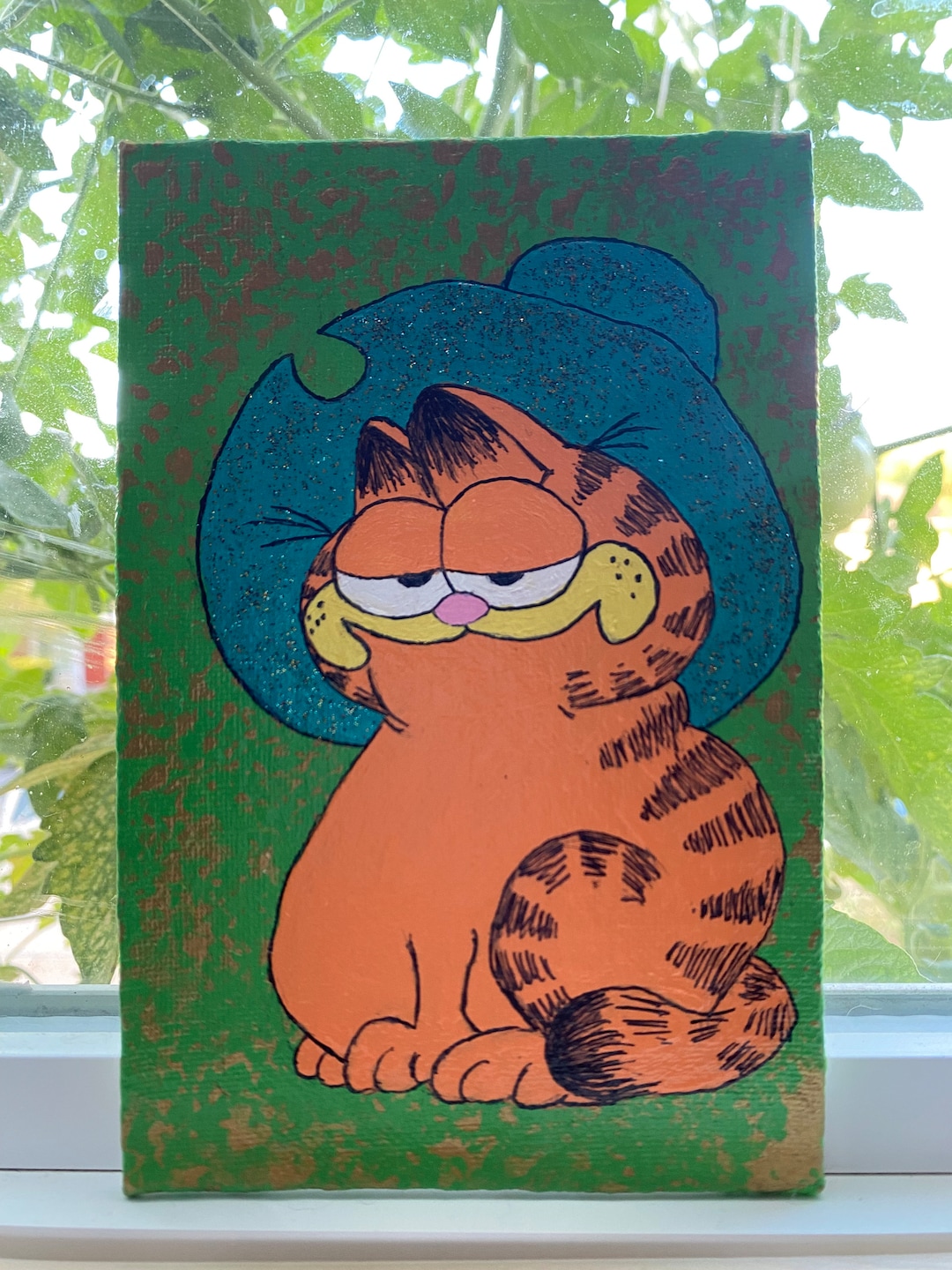 Garfield Cowboy Western Painting Small 4x6 - Etsy