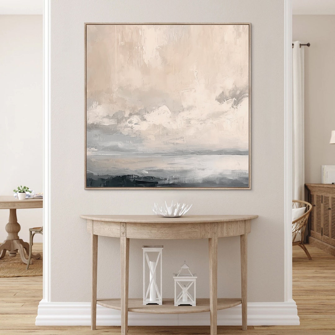 Neutral Abstract Landscape Art: Minimalist Acrylic Painting (digital ...