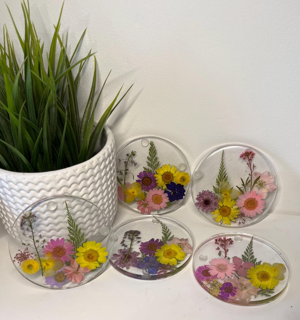 Handmade Resin Coasters With Real Pressed Flowers – Botanical Drink ...