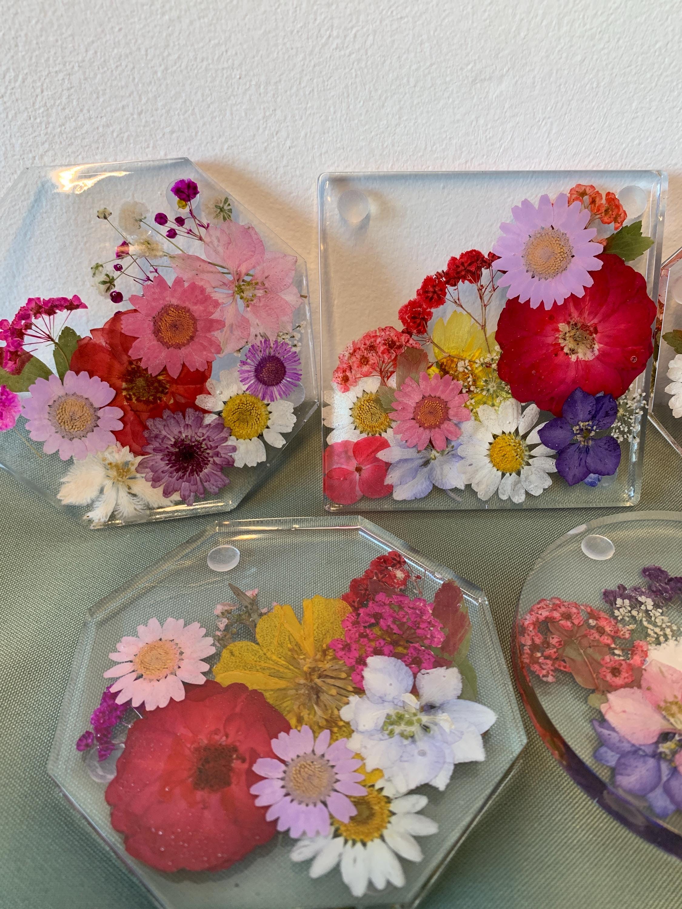 Handmade Resin Coasters With Real Pressed Flowers – Botanical Drink ...