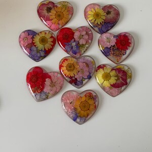Handmade Resin Flower Magnets – Real Pressed Flowers – Heart Shaped ...