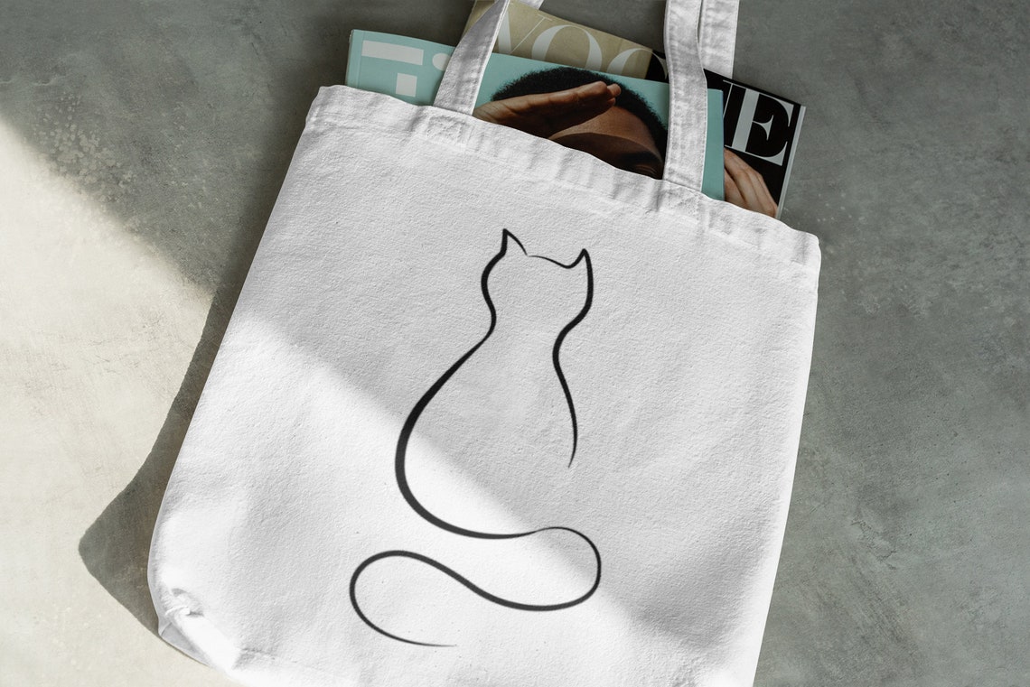 Minimalist Cat White Tote Bag - Cute and Simple Cat Lover Gift - Etsy