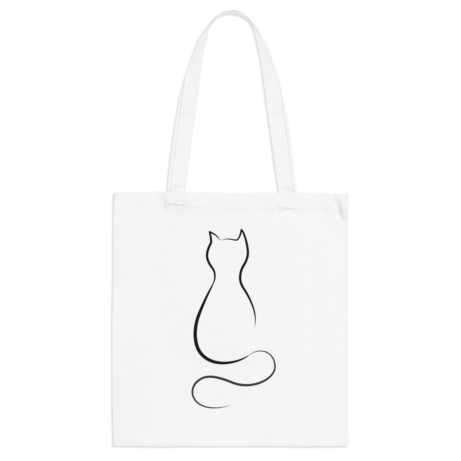 Minimalist Cat White Tote Bag - Cute and Simple Cat Lover Gift - Etsy