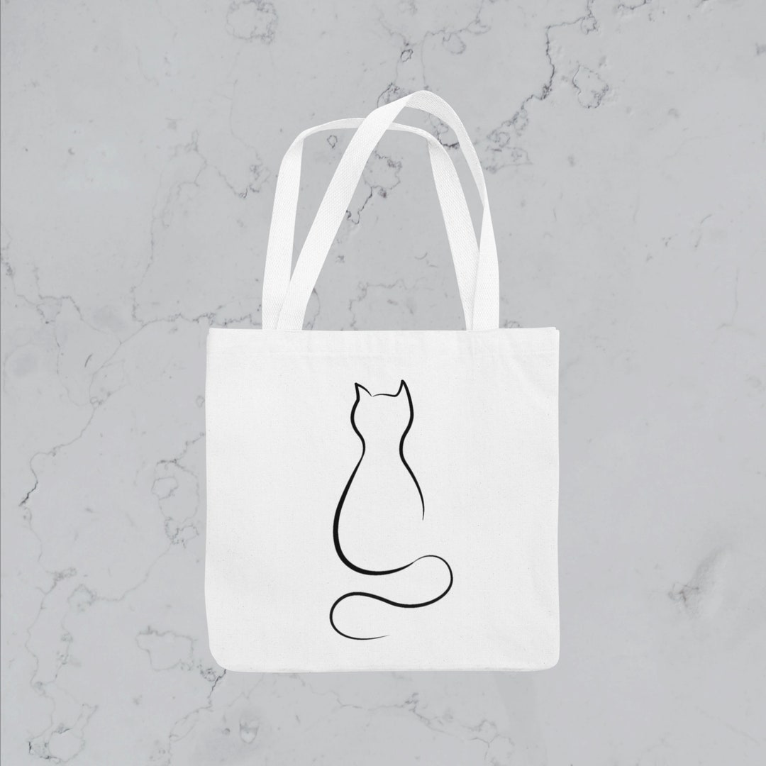 Minimalist Cat White Tote Bag - Cute and Simple Cat Lover Gift - Etsy