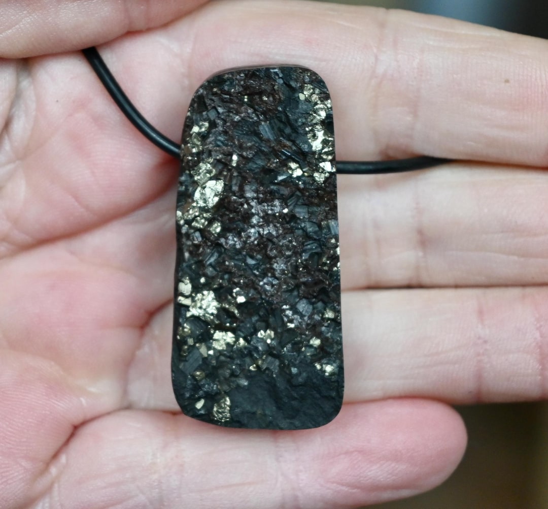 Beautiful PYRITE in SLATE Pendant 20.2 G - Etsy