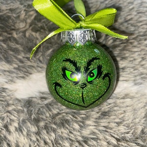 Grinch Inspired Glitter Bauble, Christmas Decorations - Etsy