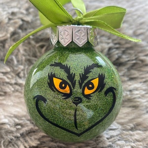 Grinch Inspired Glitter Bauble, Christmas Decorations - Etsy