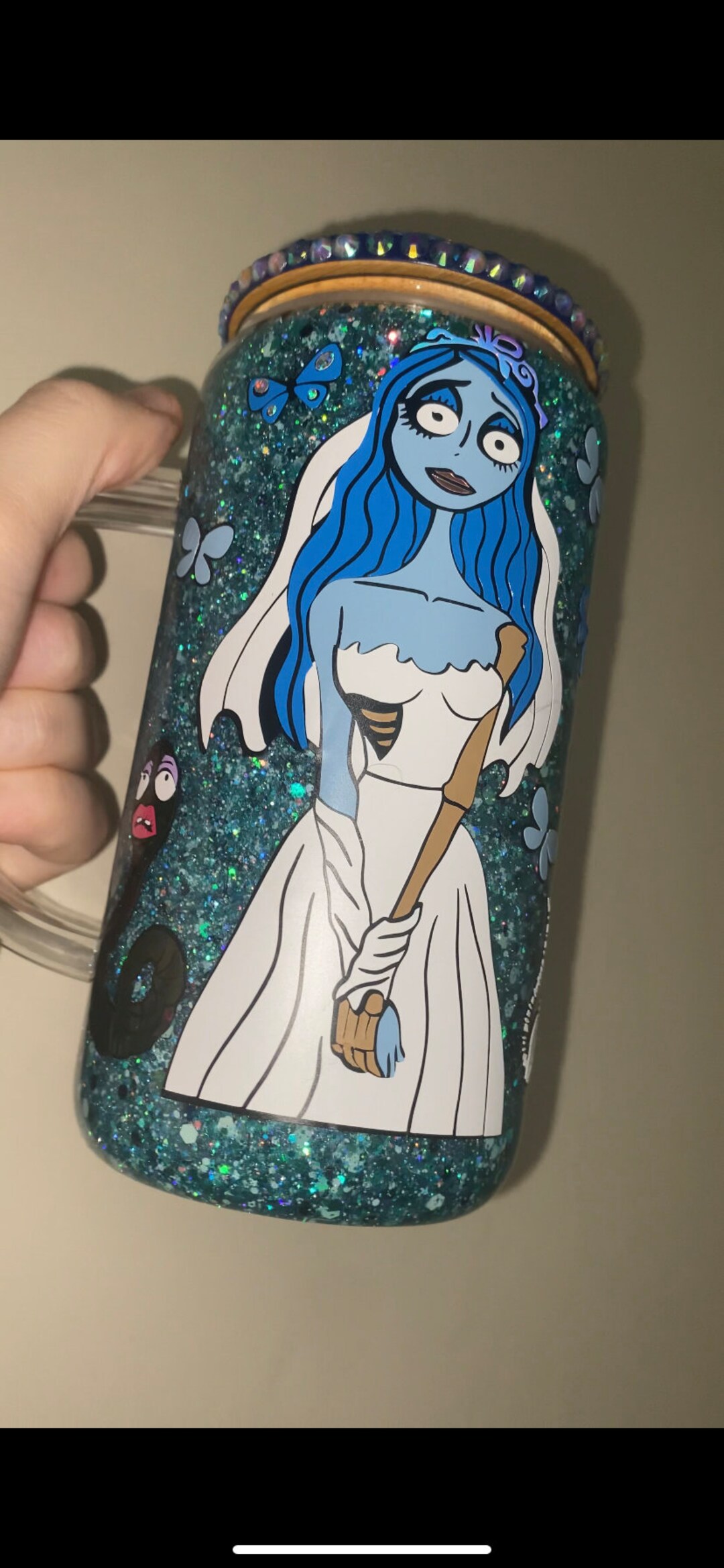 Corpse Bride Snowglobe / Tumbler/ Glass Snowglobe Tumbler/ Spooky ...