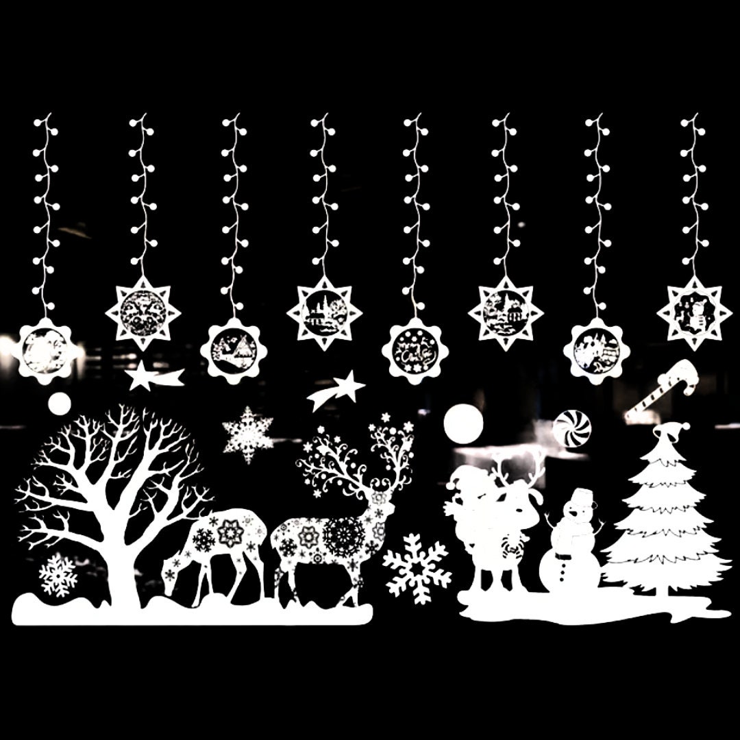 White Christmas Window Display Christmas Stickers Baubles - Etsy