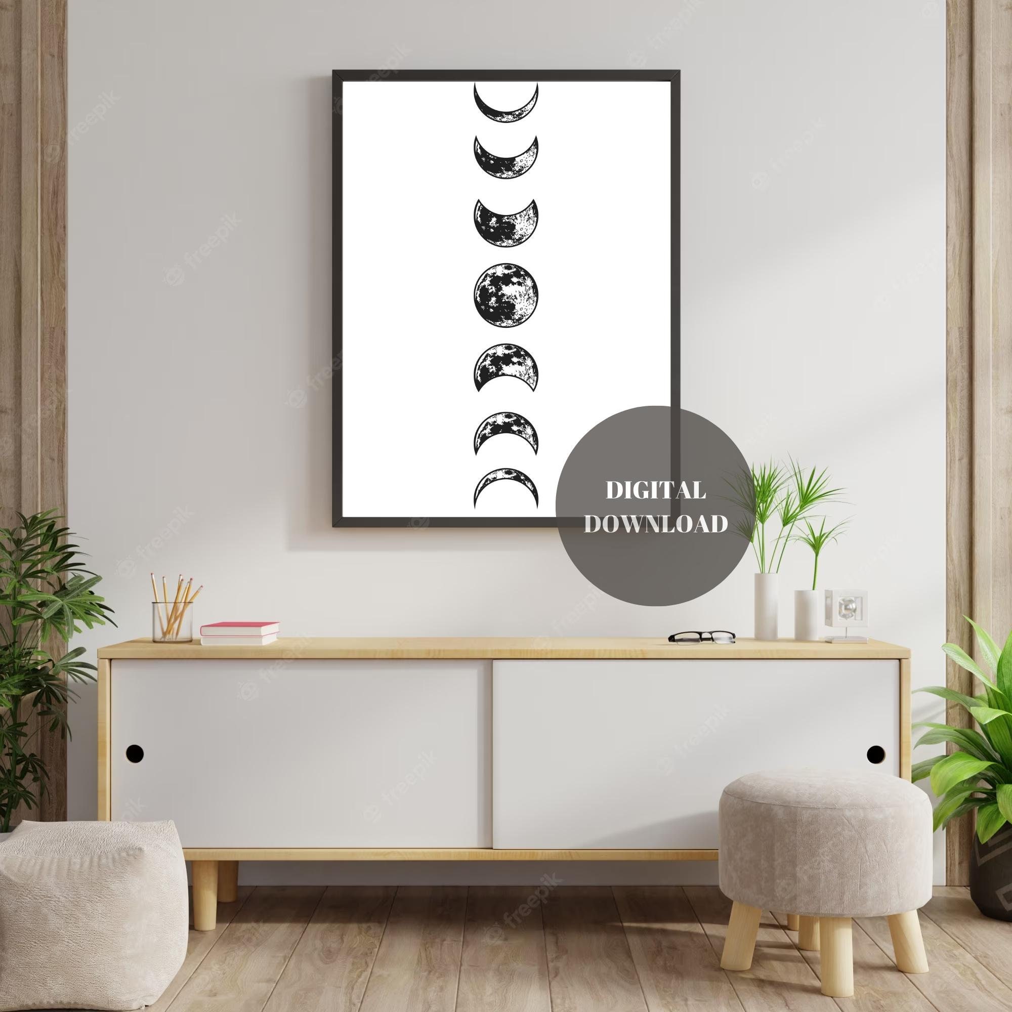Moon Print Phases of the Moon Moon Wall Art Moon Phases - Etsy