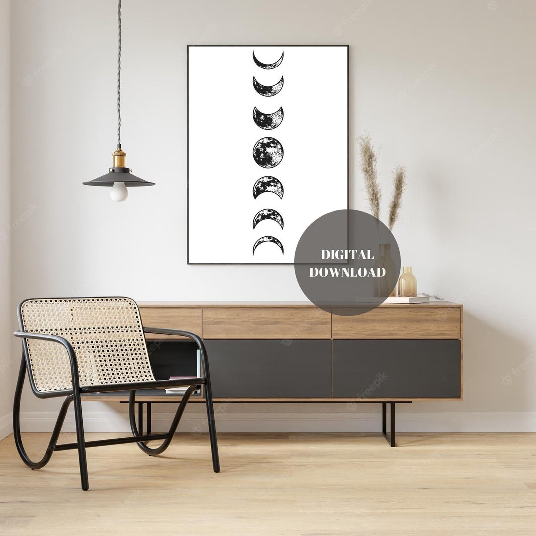 Moon Print, Phases of the Moon, Moon Wall Art, Moon Phases Poster ...