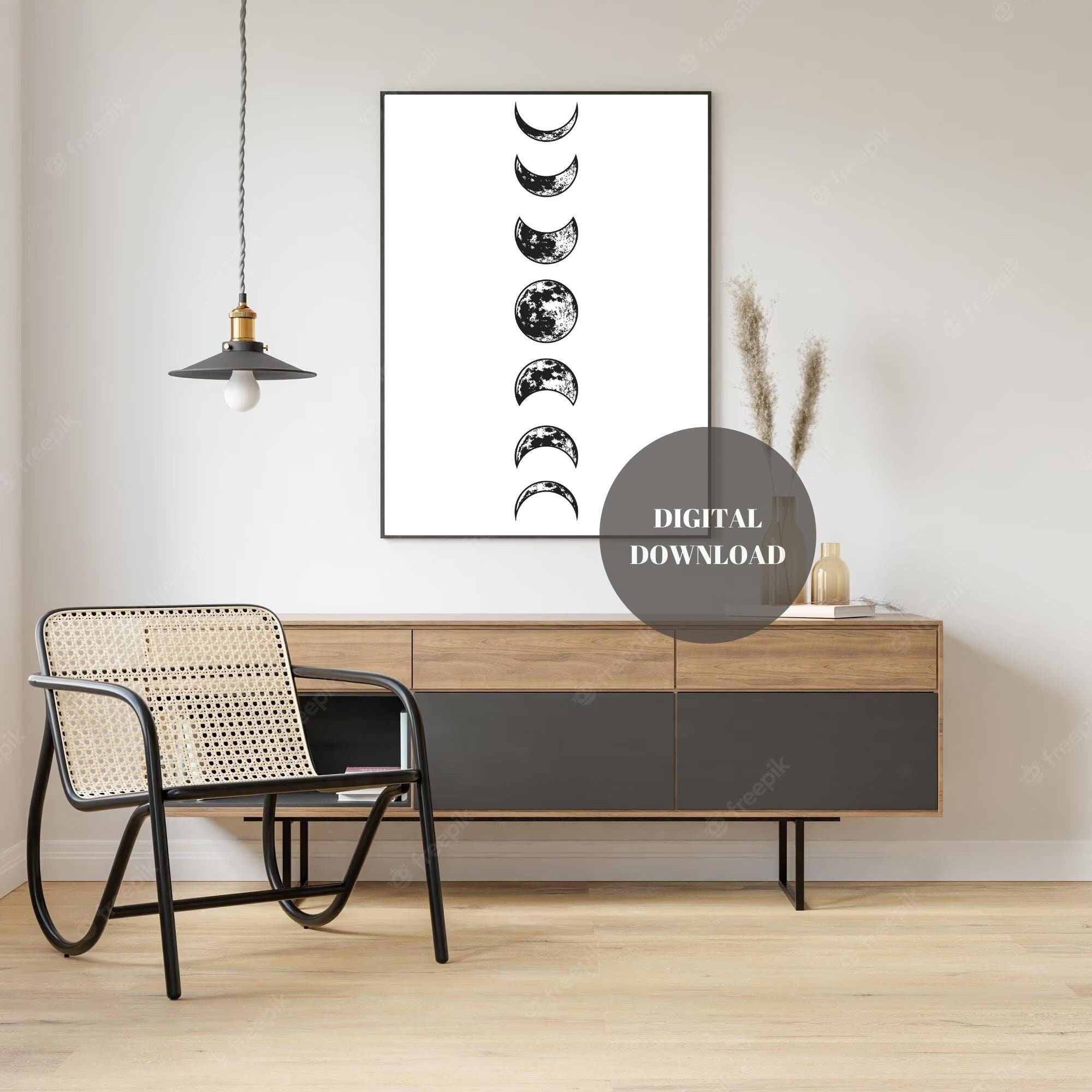 Moon Print Phases of the Moon Moon Wall Art Moon Phases - Etsy