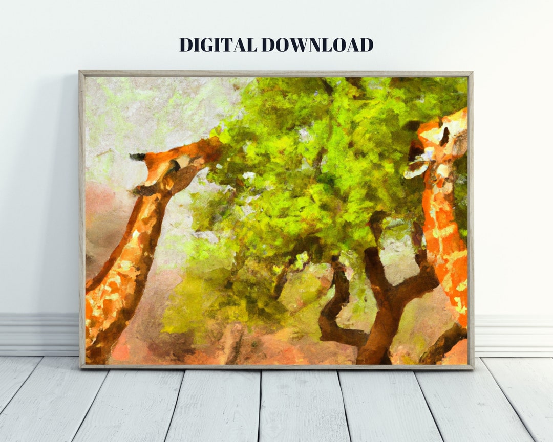 Printable Giraffe Oil Painting Animal Art Print Wall Art - Etsy