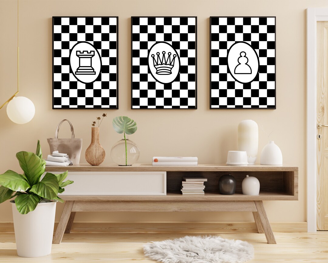 Chess Wall Art Set of 3, Chess Wall Decor, Chess Wall Art, Chess ...
