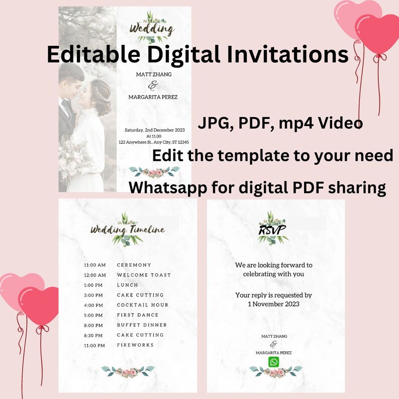 EDITABLE Wedding Invitation Card, Digital Wedding Invitation,wedding ...