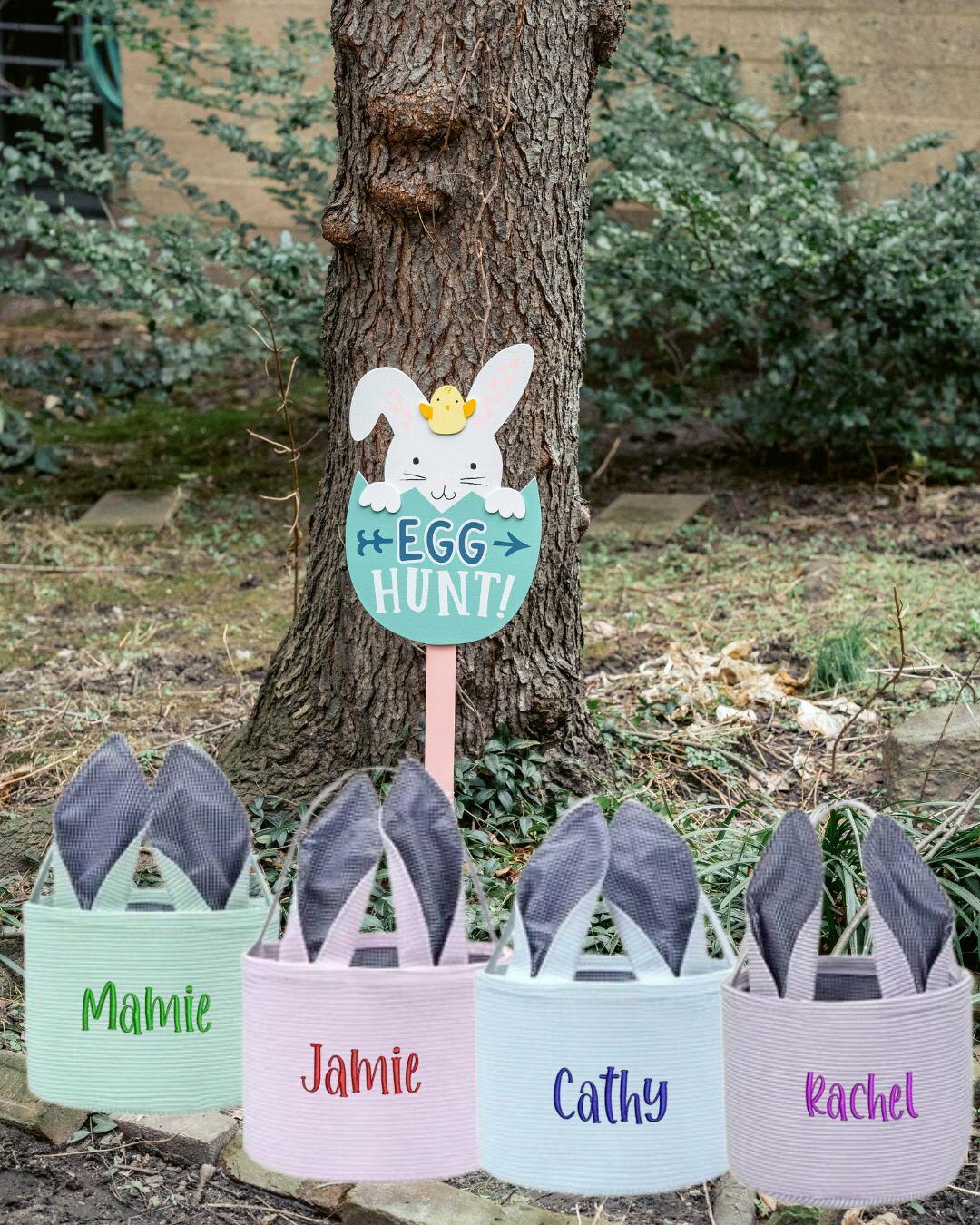 Personalized Embroidered Name Easter Basket, Embroidery Easter Basket ...