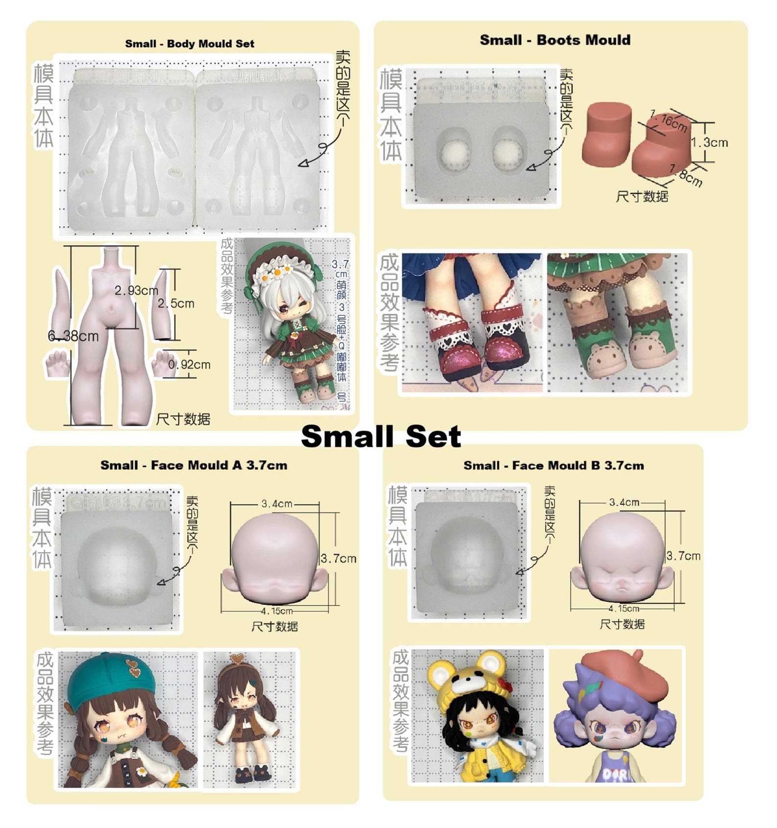 Doll Making Mould Set, Miniature Doll Clay Mold, Polymer Clay Doll ...