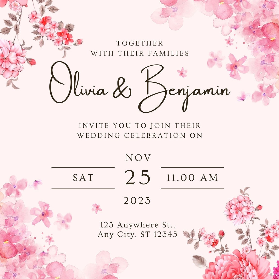 EDITABLE Wedding Invitation Card Digital Wedding Invitation - Etsy