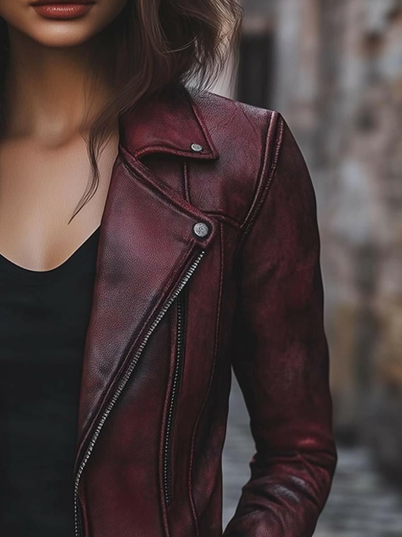 Women's Vintage Jacket Zipper Pocket Real Leather Jacket - Etsy