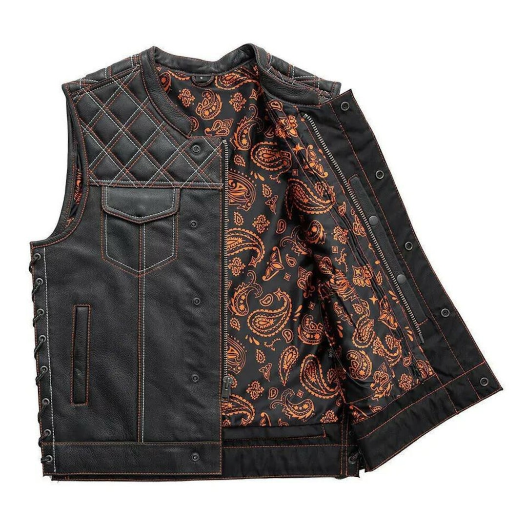 Trending Style Men's Gator Leather Vest Motorcycle Biker Concealed ...