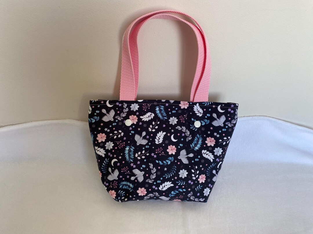 Mini Tote, Yarn Tub, Project Pouch, Gift Bag in Cotton Fabric. Travel ...