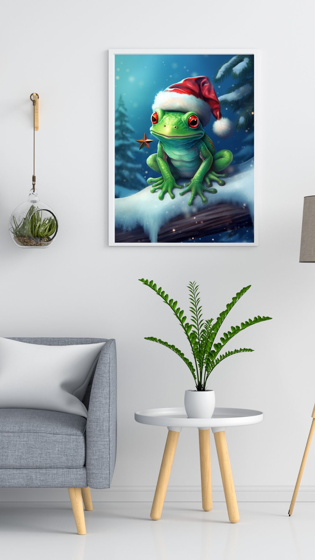 Digital Print Christmas Frog Wall Art , Cute Festive Holiday Wall Art ...