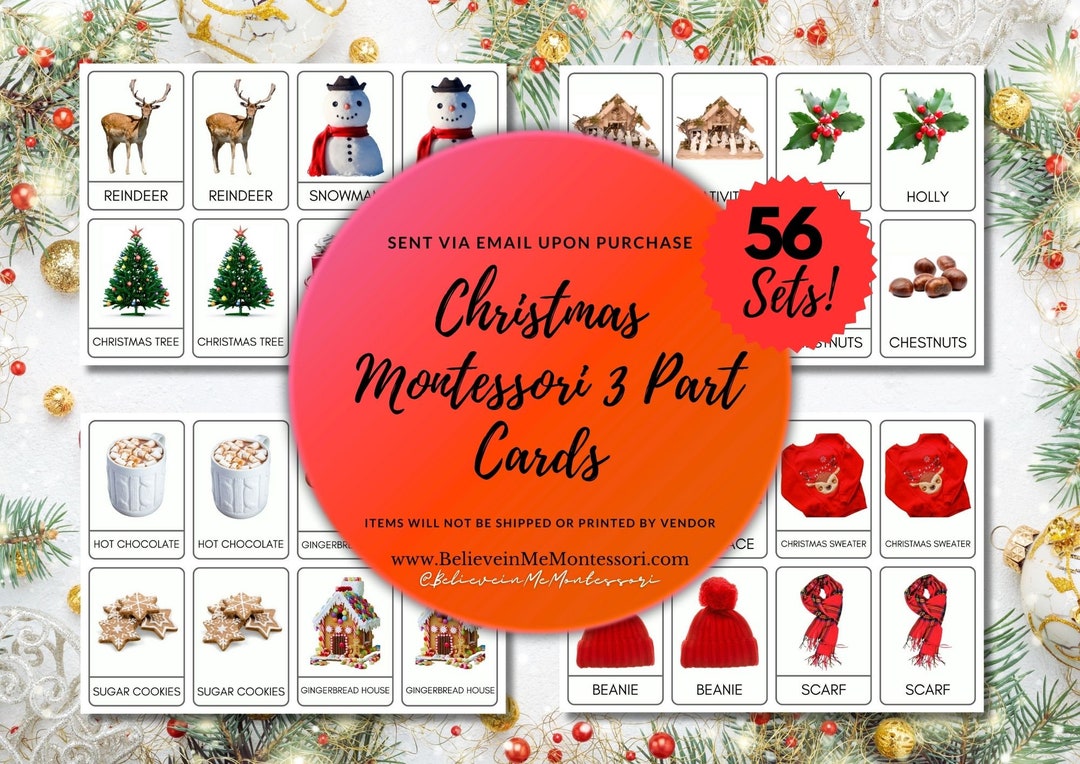 Christmas Montessori 3 Part Cards, Montessori Christmas Learning ...