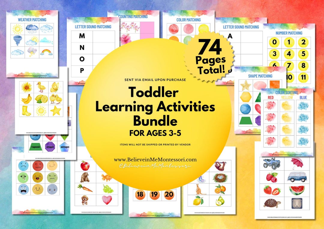 Toddler Learning Activities Bundle, Toddler Busy Book Printable - Etsy