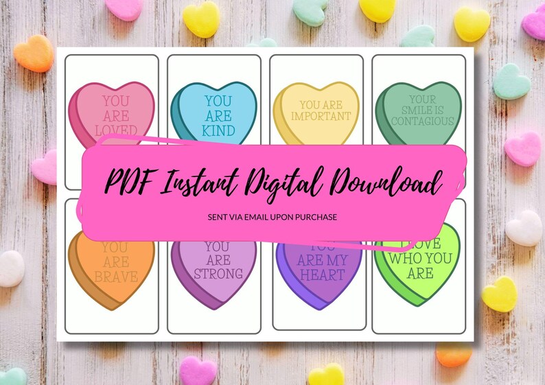 Conversation Hearts Memory Matching Game, Valentine's Positive ...