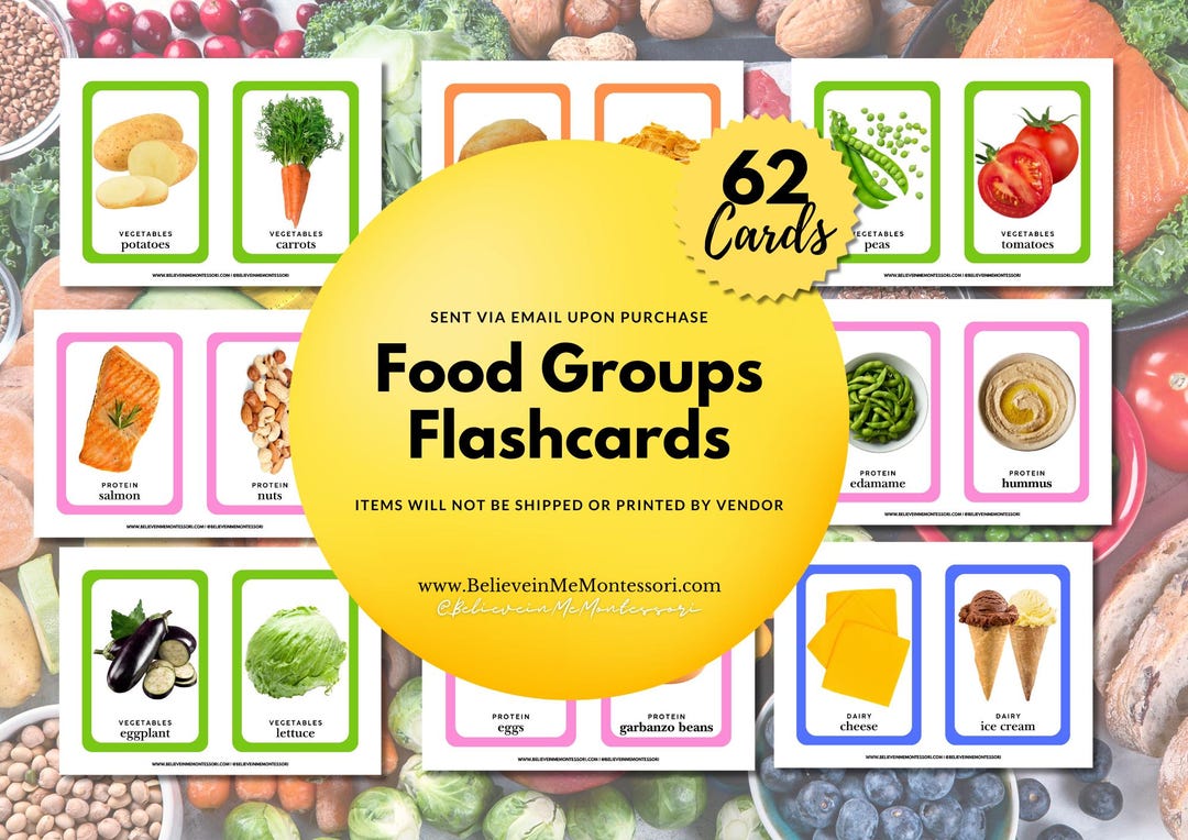 Food Groups Flashcards XL, Food Groups Sorting Flashcards - Etsy
