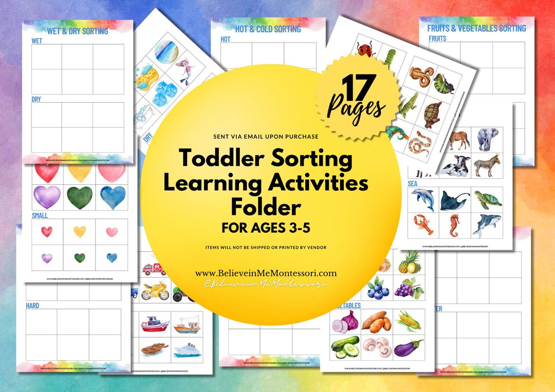 Toddler Sorting, Learning Activities Folder (c), Toddler Busy Book - Etsy