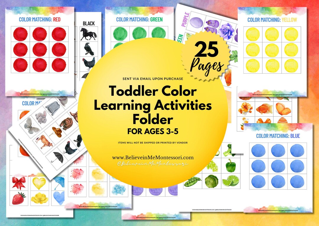 Toddler Color Learning Activities Folder (b), Toddler Busy Book - Etsy