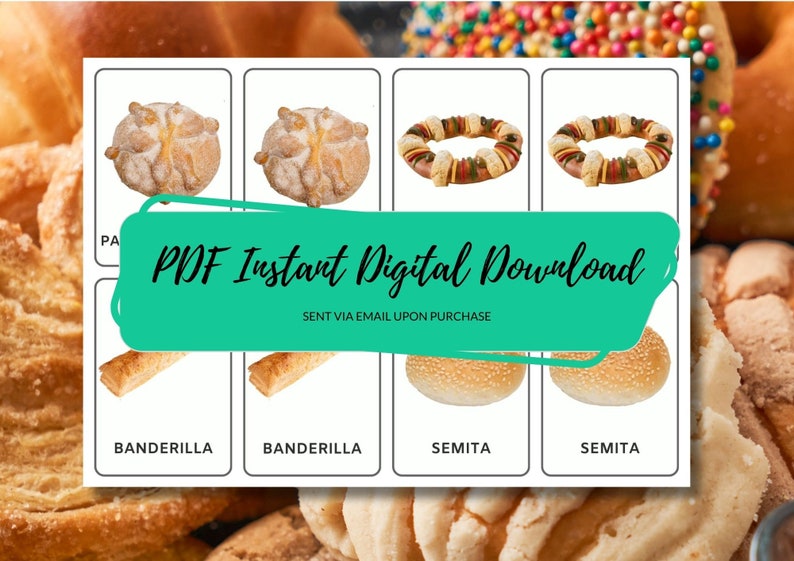 Pan Dulce Memory Matching Game, Spanish Card Game for Kids, Pan Dulce ...