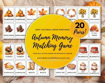 FALL AUTUMN MATCHING Game Shout Out; 31 Printable Cards of Fun; 1-6 ...