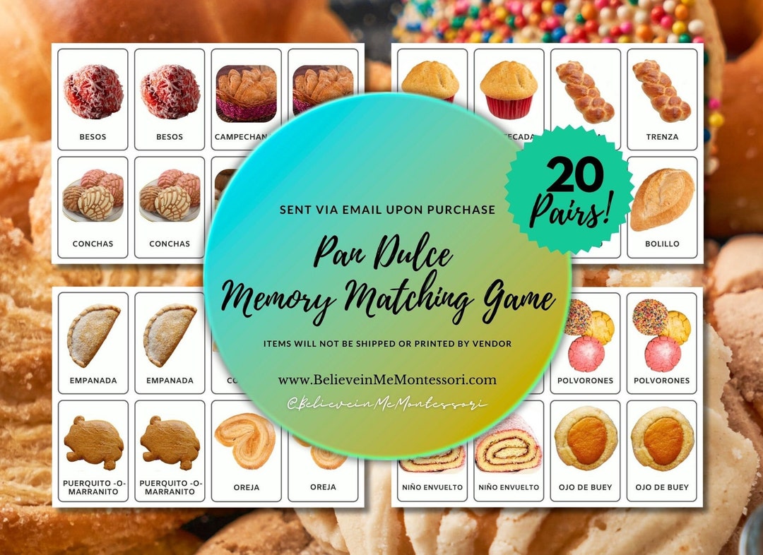 Pan Dulce Memory Matching Game, Spanish Card Game for Kids, Pan Dulce ...