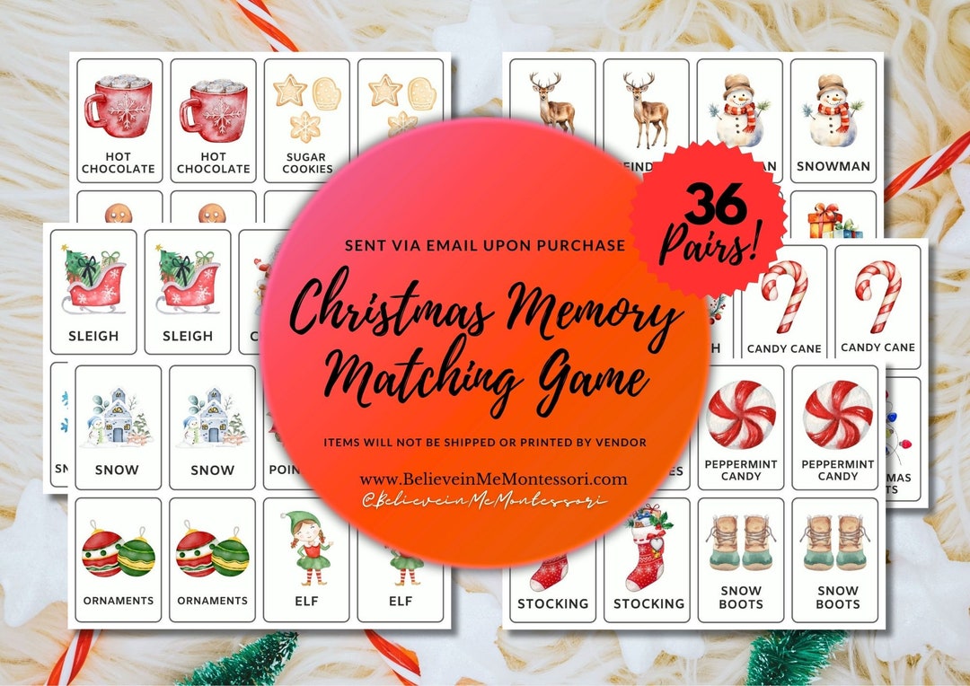 Christmas Memory Matching Game, Christmas Printables for Kids ...