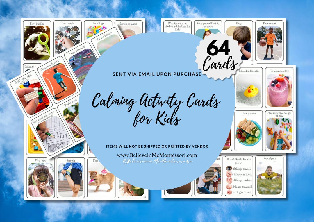 64 Calming Activity Cards for Kids With Real Photos, Coping Skills ...
