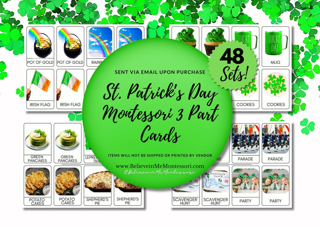 St. Patrick's Day Montessori 3 Part Cards: Learning Activity (PDF) - Etsy