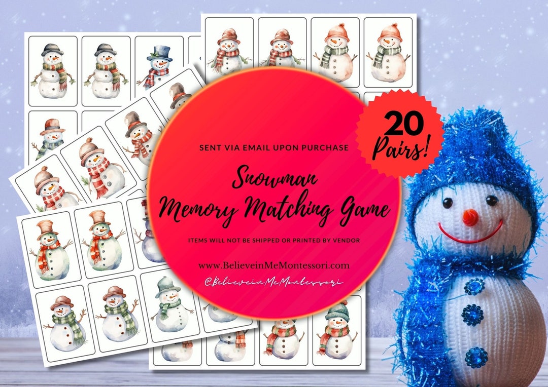 Snowman Matching Game, Preschool Winter Games, Preschool Winter ...